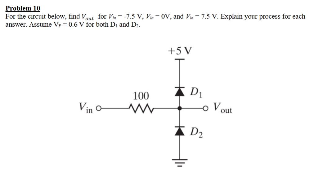 Solved Problem 10For the circuit below, find Vout ﻿for | Chegg.com