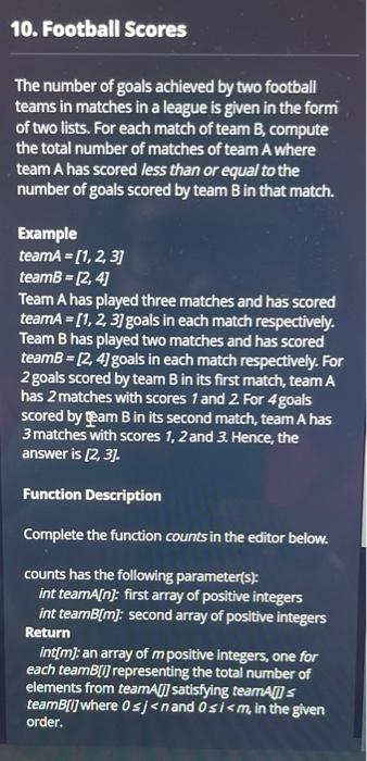 Solved 10. Football Scores The number of goals achieved by | Chegg.com