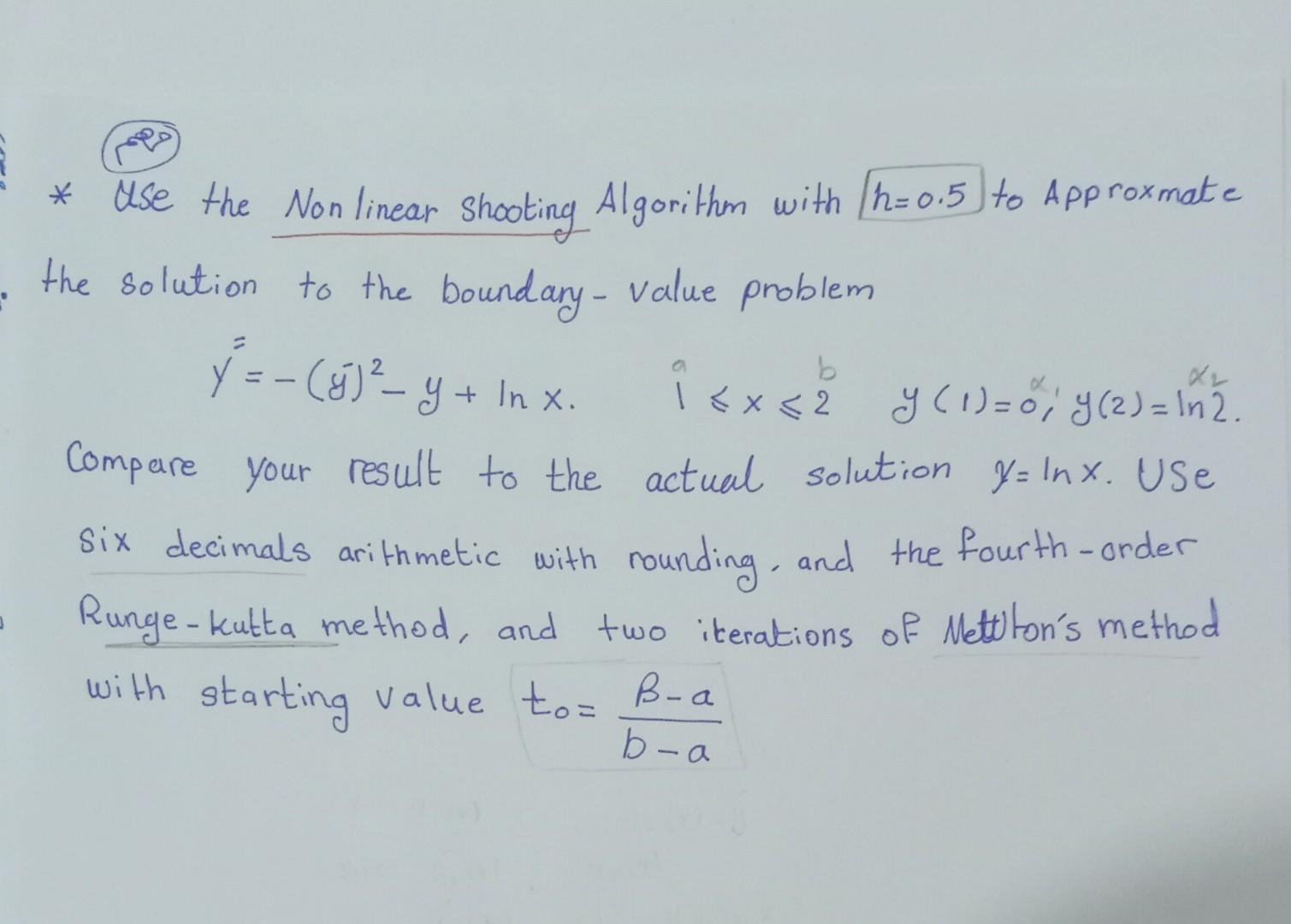 Solved 50 Use The Nonlinear Shooting Algorithm With