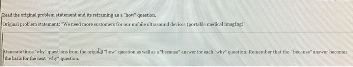 Solved Read the original problem statement and its reframing | Chegg.com