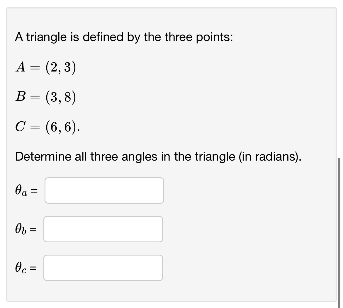 Solved A triangle is defined by the three | Chegg.com