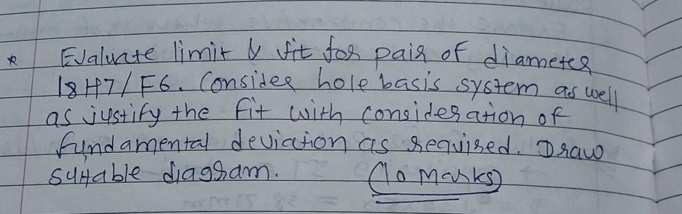 Solved Evaluate limit & fit for pair of diameter 18H7/F6. | Chegg.com
