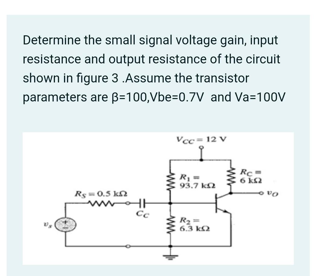 Solved Determine the small signal voltage gain, input | Chegg.com