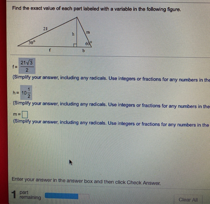 Solved Find the exact value of each part labeled with a | Chegg.com