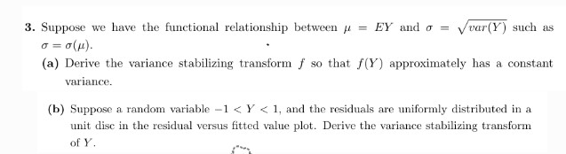 Solved (b) ﻿Suppose a random variable Y-1, ﻿and the | Chegg.com