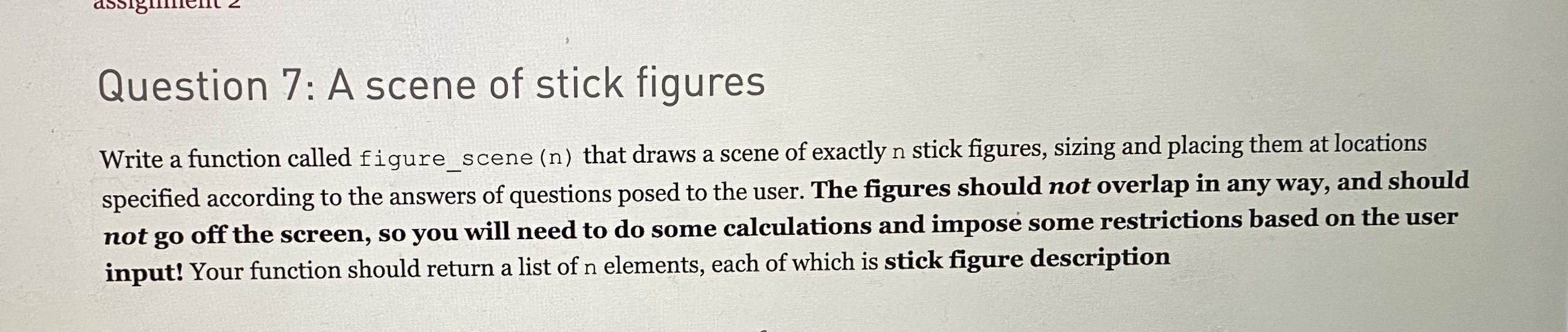 Solved Question 7: A scene of stick figuresWrite a function | Chegg.com