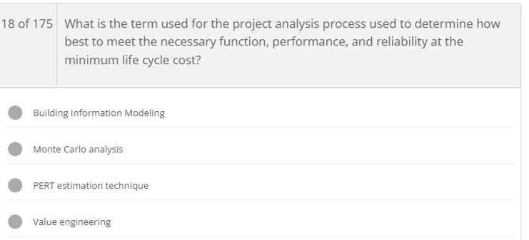 Solved 18 ﻿of 175 ﻿What is the term used for the project | Chegg.com