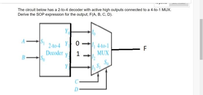 Solved The circuit below has a 2-to-4 decoder with active | Chegg.com