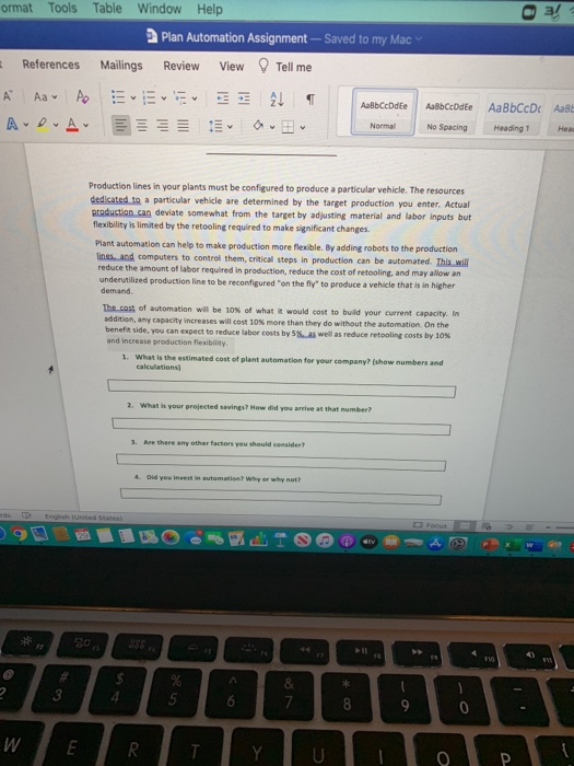 ormat Tools Table Window Help | Plan Automation | Chegg.com
