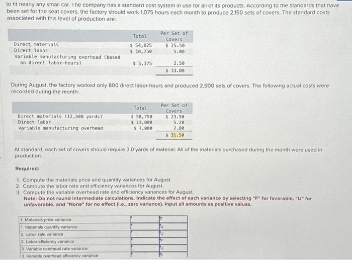 Solved Problem 10-9 (Algo) Comprehensive Varience Analysis | Chegg.com