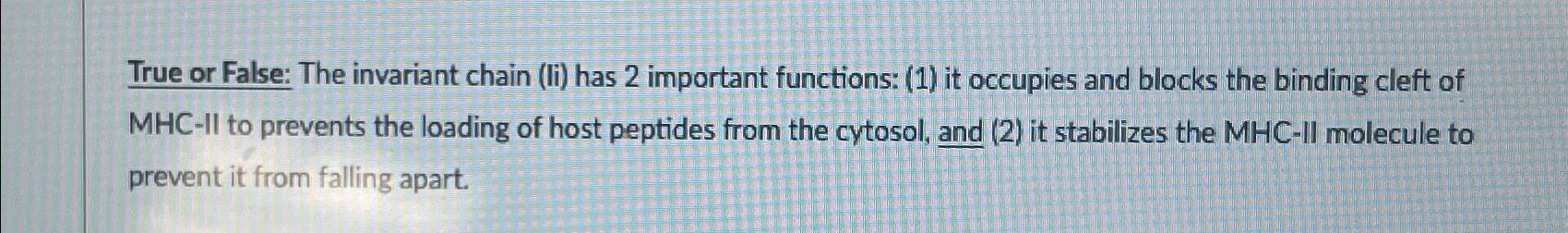 Solved True or False: The invariant chain (li) ﻿has 2 | Chegg.com