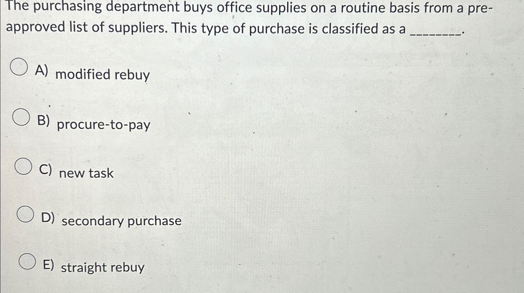 Solved The purchasing department buys office supplies on a | Chegg.com