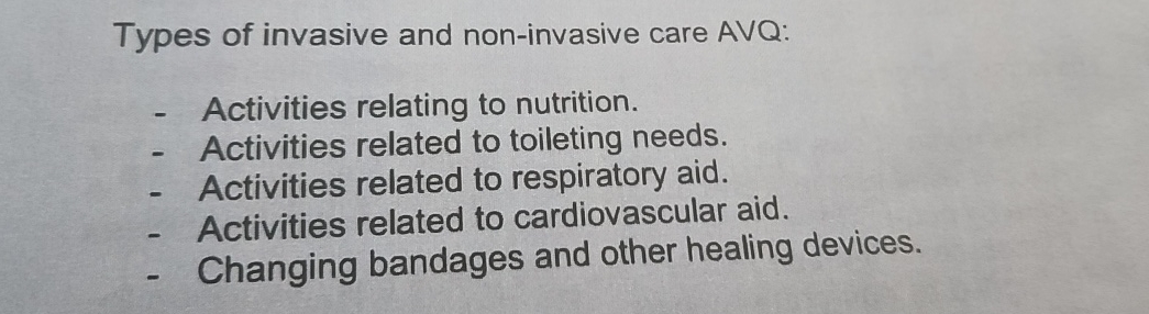 Solved Types of invasive and non-invasive care | Chegg.com