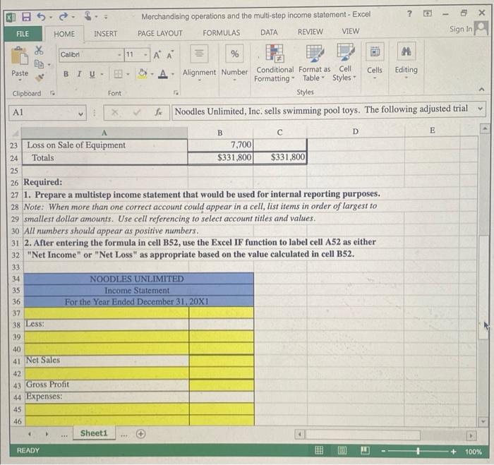 Solved 1. Prepare and analyze a merchandiser's multi-step | Chegg.com