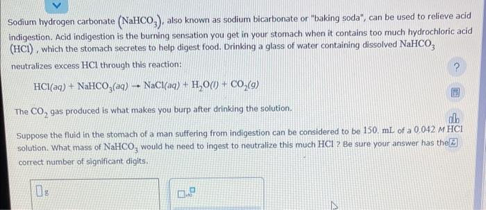 Solved Sodium hydrogen carbonate (NaHCO3), also known as | Chegg.com
