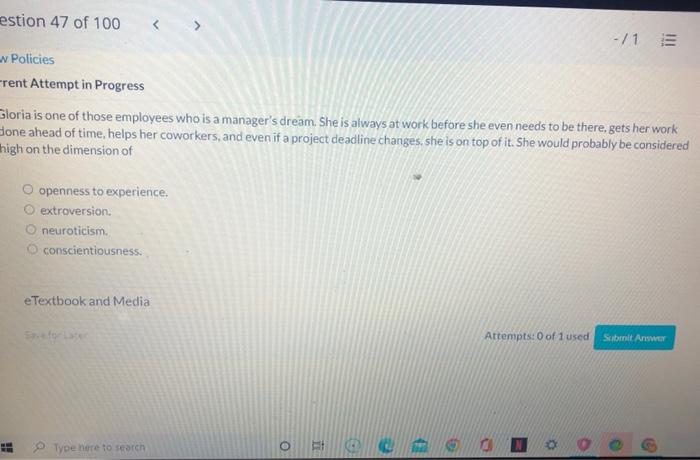 Solved estion 46 of 100 -/1 E w Policies rent Attempt in | Chegg.com