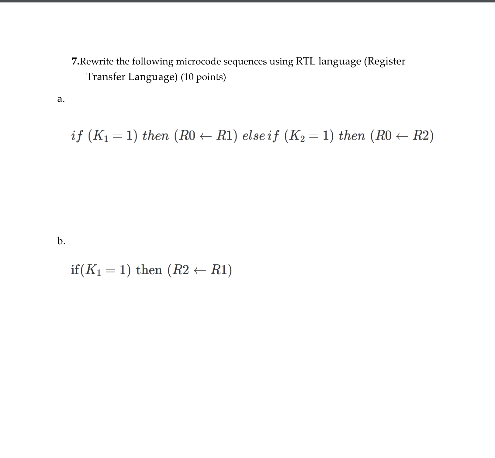 Solved 7 Rewrite The Following Microcode Sequences Using Rtl
