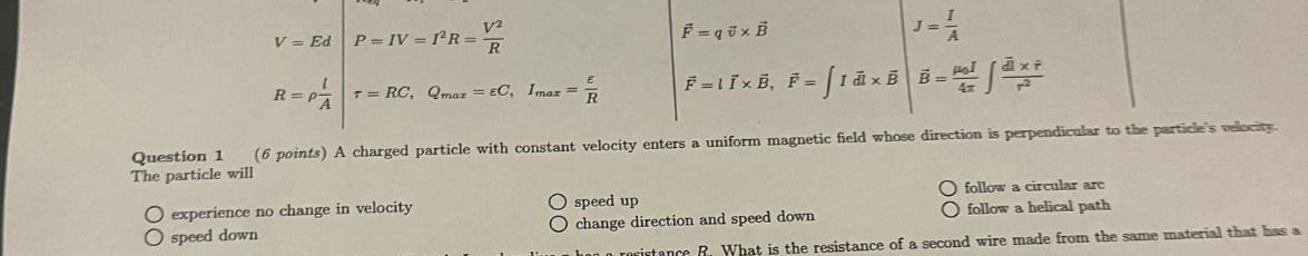 Solved Question 1 (6 ﻿points) ﻿A charged particle with | Chegg.com