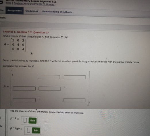 Solved Elementary Linear Algebra: 11e Hele 1 System | Chegg.com