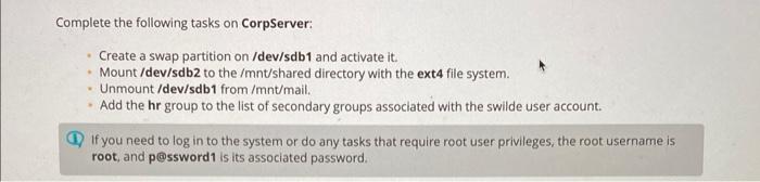 Solved Complete the following tasks on CorpServer: • Create | Chegg.com