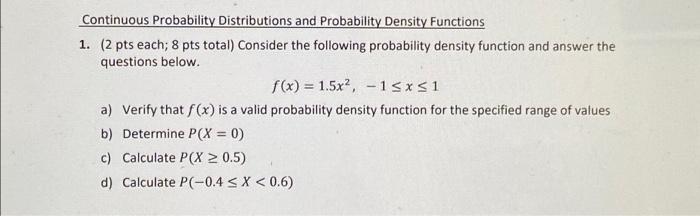Solved Continuous Probability Distributions and Probability | Chegg.com