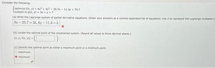 Consider the following. { optimize | Chegg.com