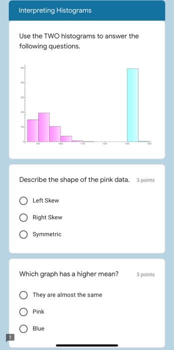 Solved Interpreting Histograms Use the TWO histograms to | Chegg.com