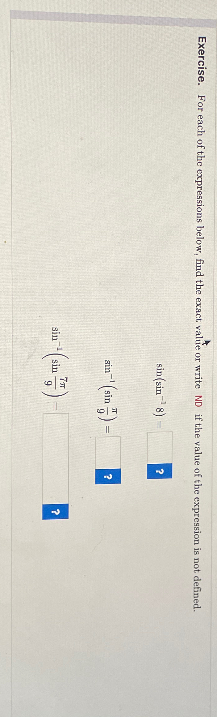 Solved Exercise. For each of the expressions below, find the | Chegg.com