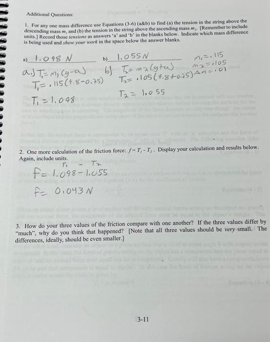 Solved 3. How do your three values of the friction compare | Chegg.com