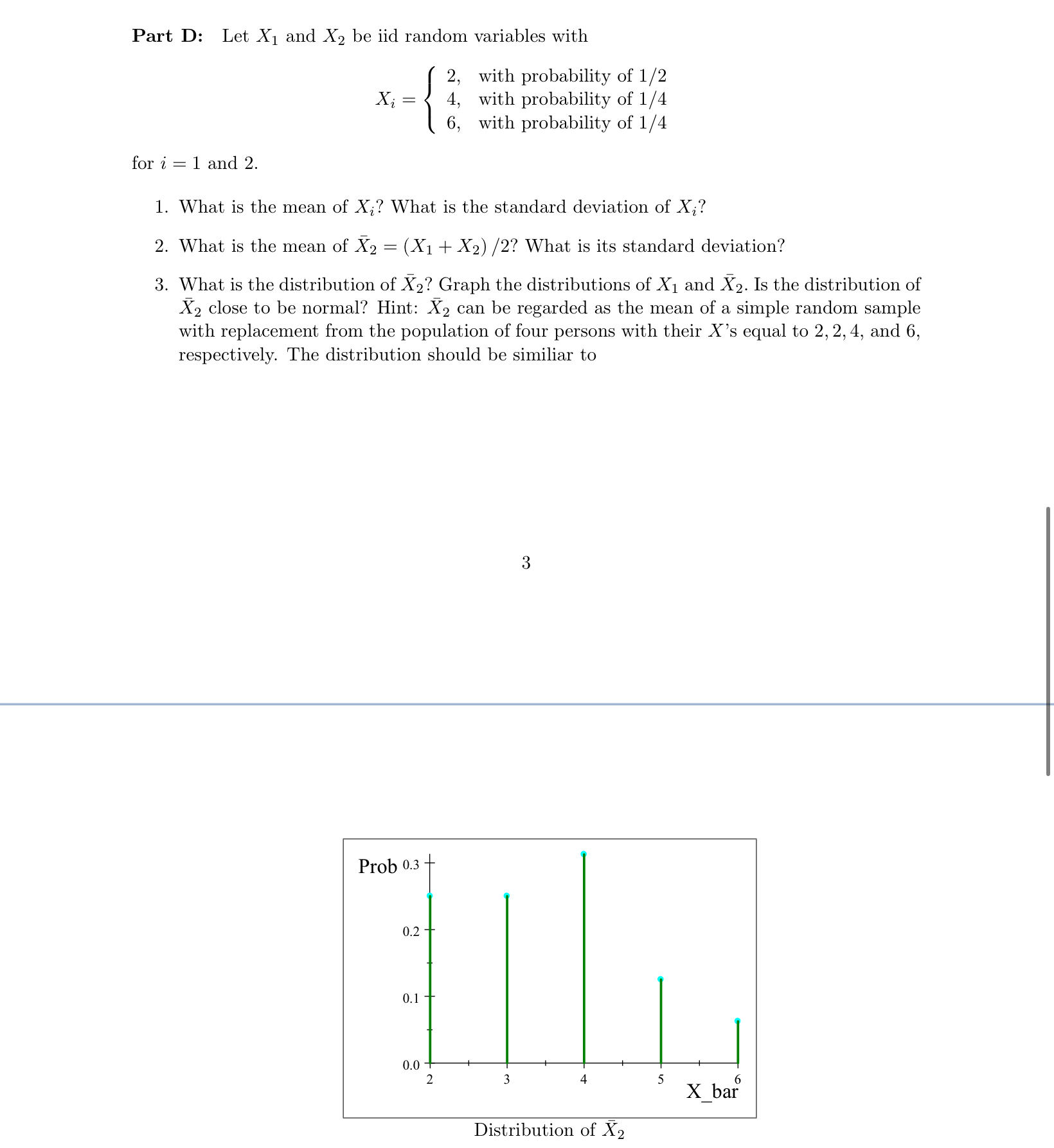 Solved Part D: Let x1 ﻿and x2 ﻿be iid random variables | Chegg.com