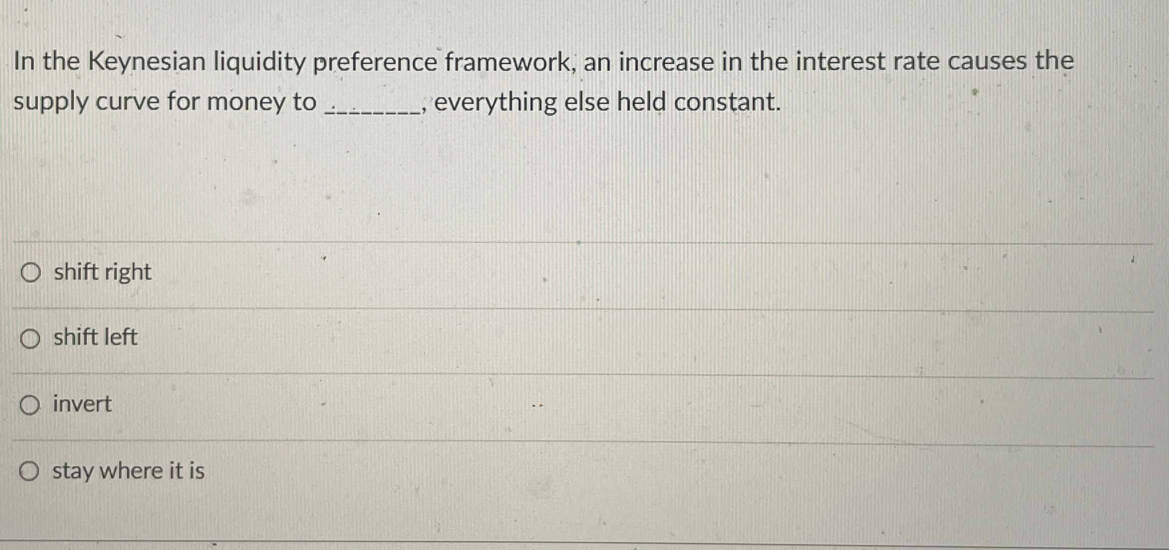 Solved In the Keynesian liquidity preference framework, an | Chegg.com