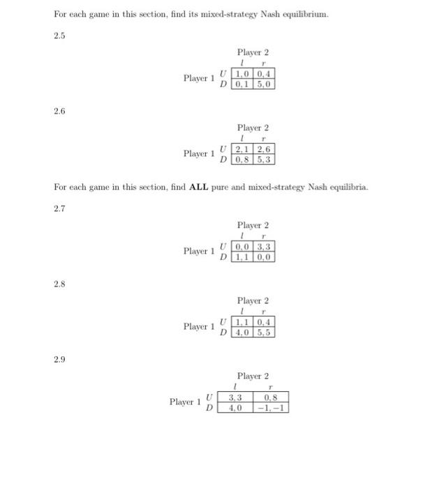 Solved For each game in this section, find its | Chegg.com