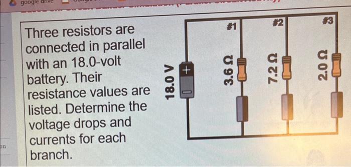 Solved Three resistors are connected in parallel with an | Chegg.com