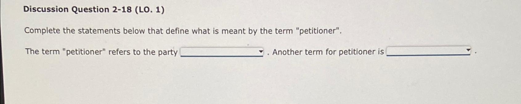 Solved Discussion Question 2-18 (LO. 1)Complete the | Chegg.com