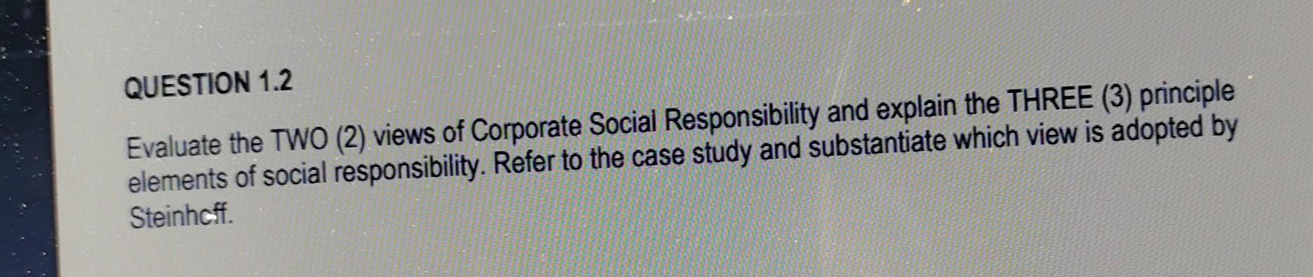 Solved QUESTION 1.2 Evaluate the TWO (2) views of Corporate | Chegg.com
