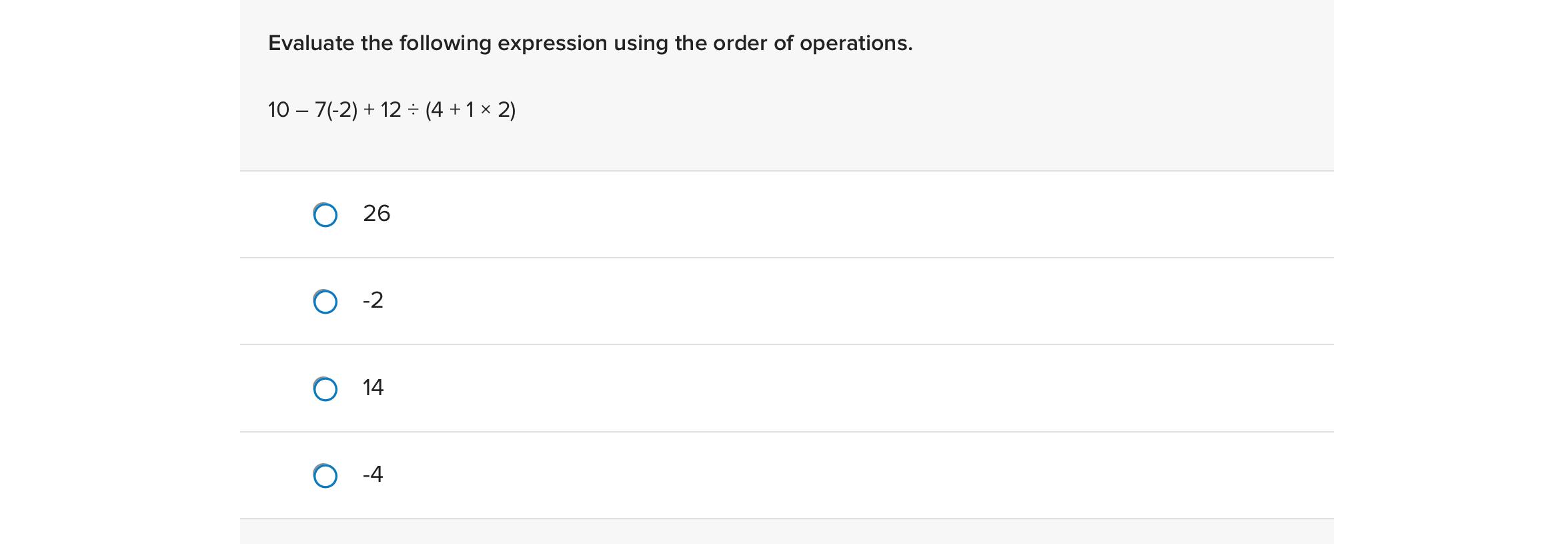 Solved Evaluate the following expression using the order of | Chegg.com