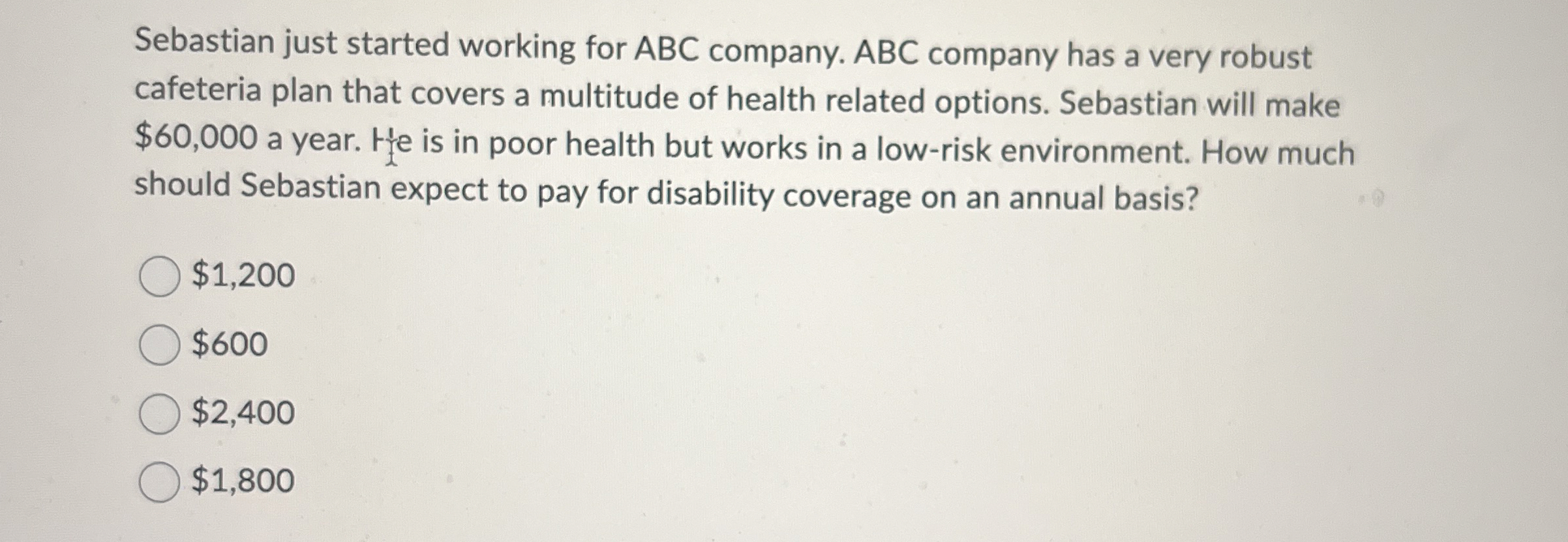 Solved Sebastian just started working for ABC company. ABC | Chegg.com