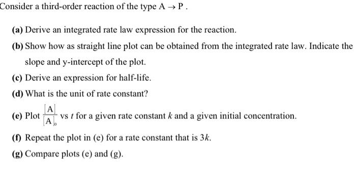 Solved Consider a third-order reaction of the type A→P. (a) | Chegg.com