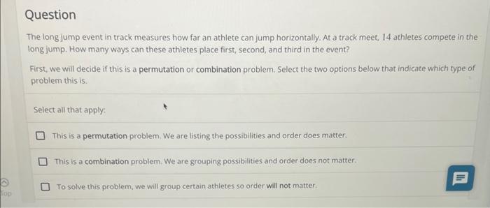 Solved The long jump event in track measures how far an | Chegg.com