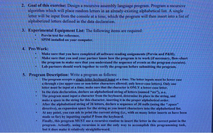 Solved 2. Goal of this exercise: Design a recursive assembly | Chegg.com