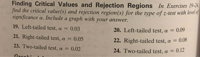 Solved Finding Critical Values and Rejection Regions In | Chegg.com Solved Finding Critical Values and Rejection Regions In | Chegg.com