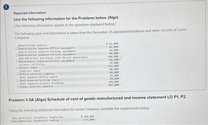 Solved Required information Use the following information | Chegg.com