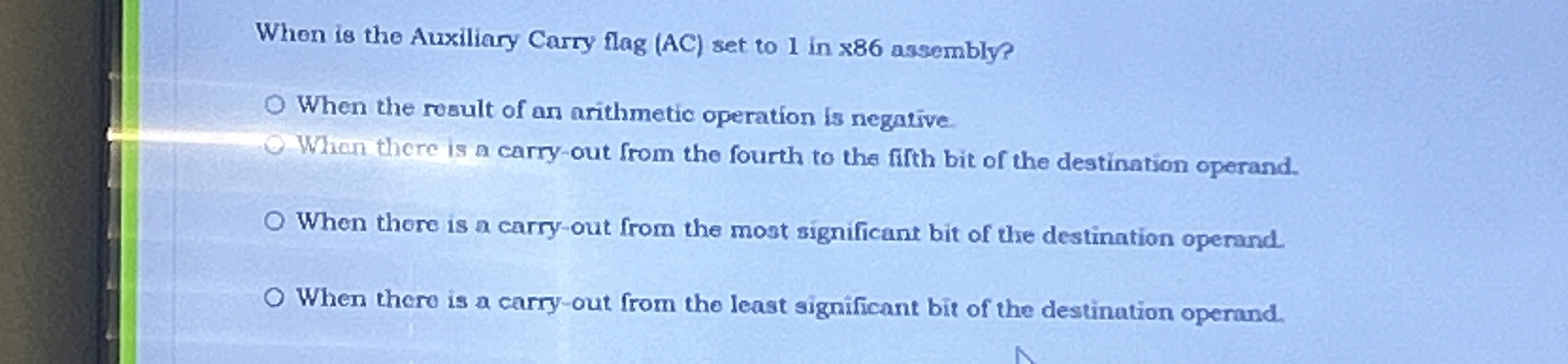 Solved When is the Auxiliary Carry flag ( ﻿AC ) ﻿set to 1 | Chegg.com
