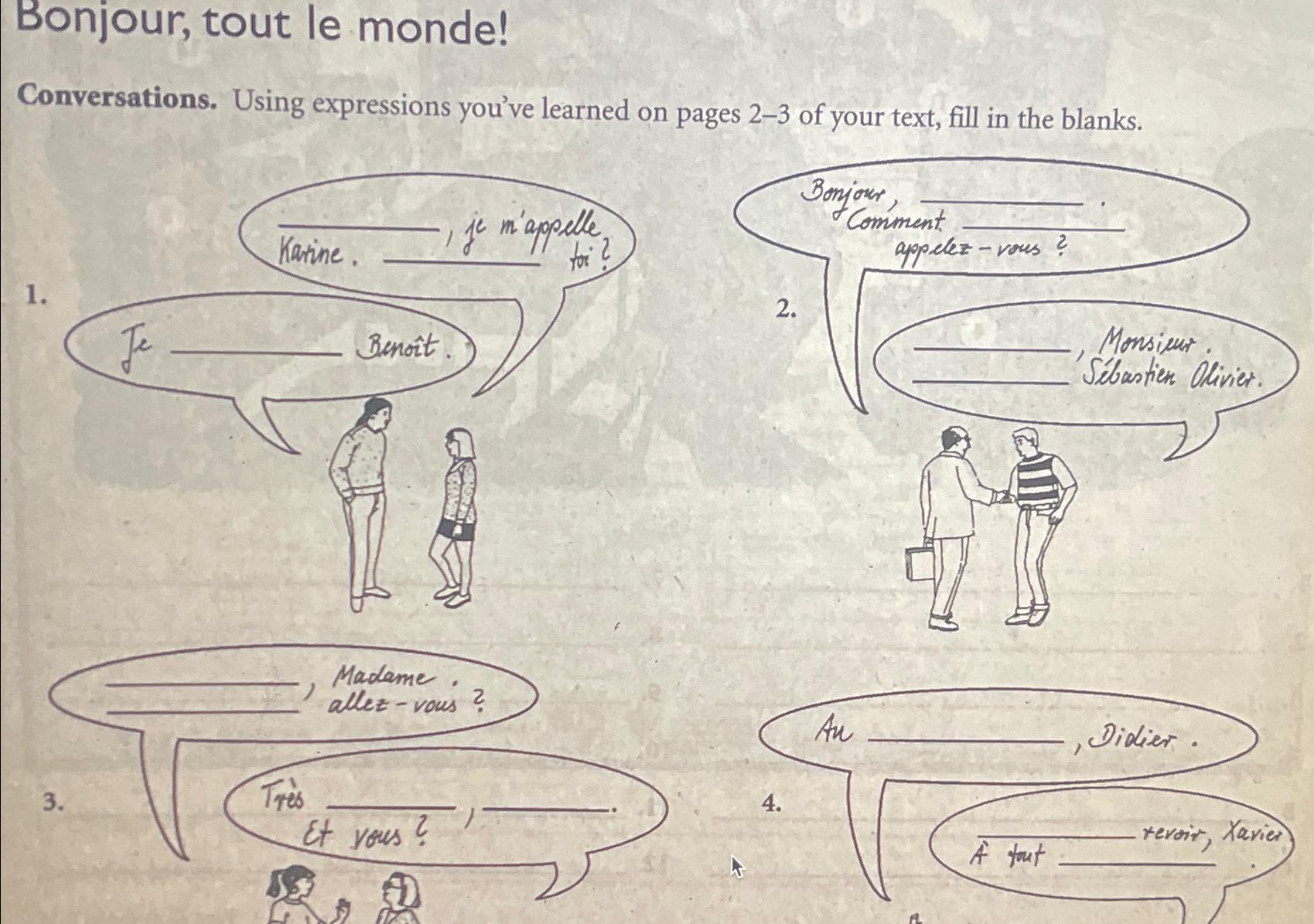 Solved Bonjour, tout le monde!Conversations. Using | Chegg.com