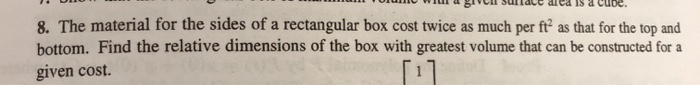 8. The material for the sides of a rectangular box | Chegg.com