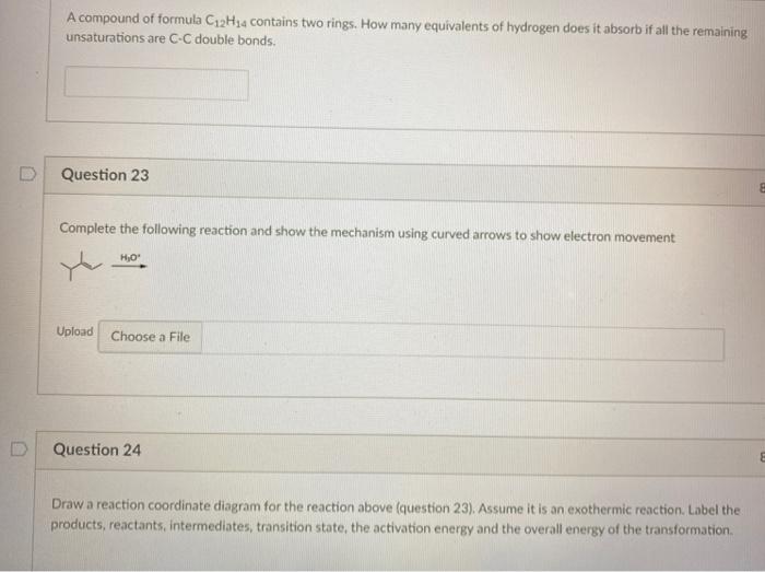 Solved A compound of formula C12H14 contains two rings. How | Chegg.com