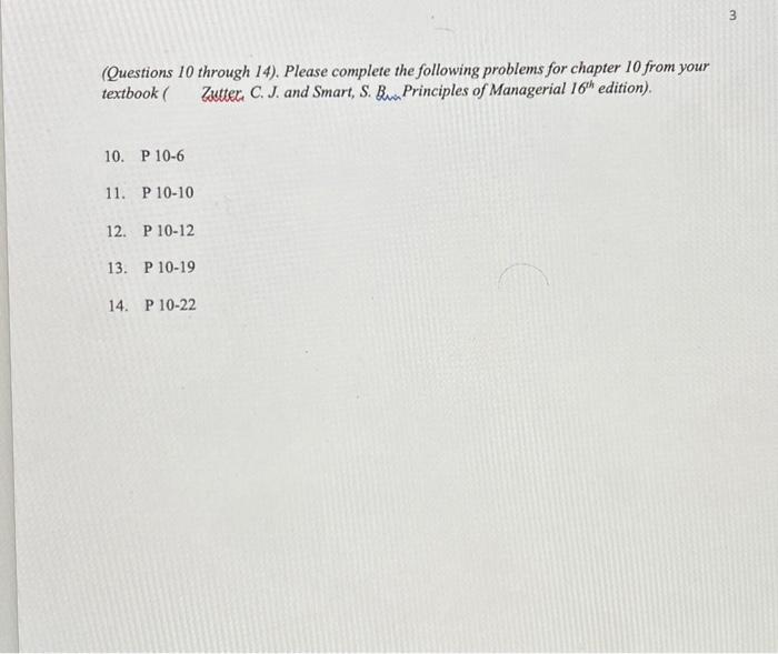 Solved Problems 10 through 14). Please complete the | Chegg.com