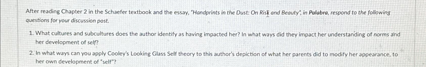 Solved After reading Chapter 2 ﻿in the Schaefer textbook and | Chegg.com