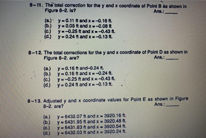Solved 8-11. The total correction for the y and x coordinate | Chegg.com
