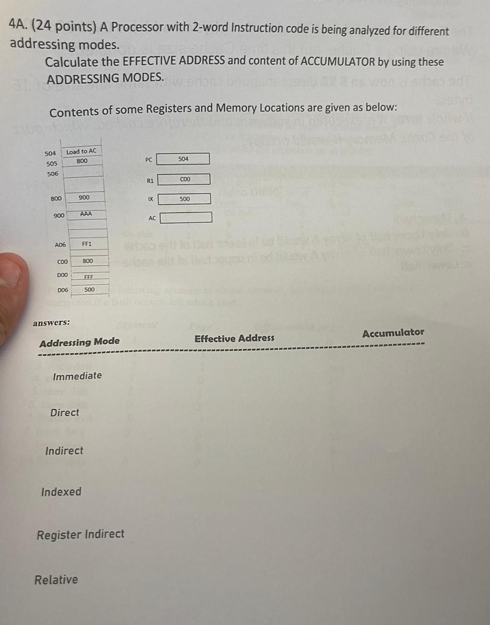 Solved 4A. (24 points) A Processor with 2-word Instruction | Chegg.com